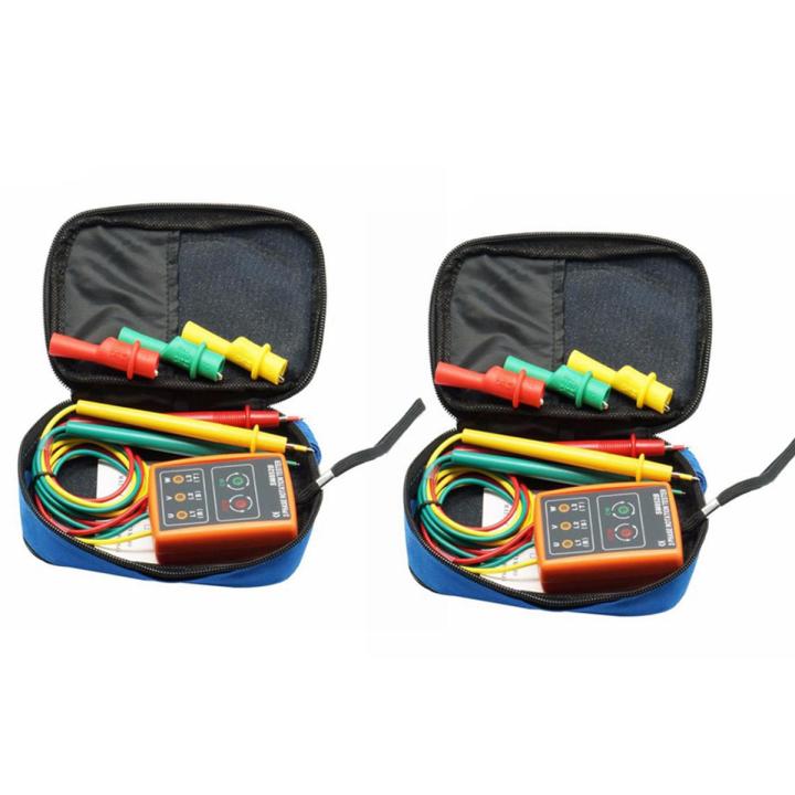 2X 3 Phase Sequence Rotation Tester Indicator Detector Meter LED Buzzer ...
