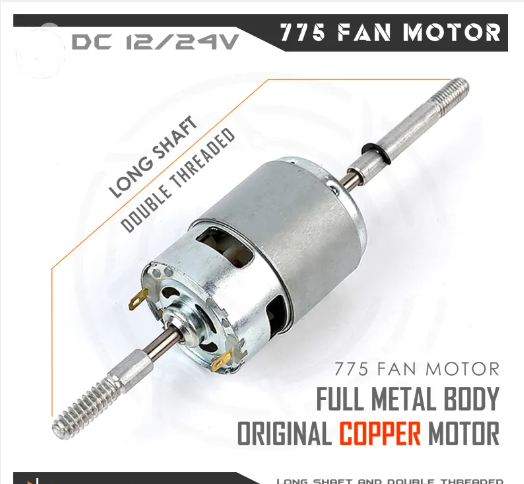 775 12V DC Fan Motor with Long Shaft and Double Threaded Coupler, High ...