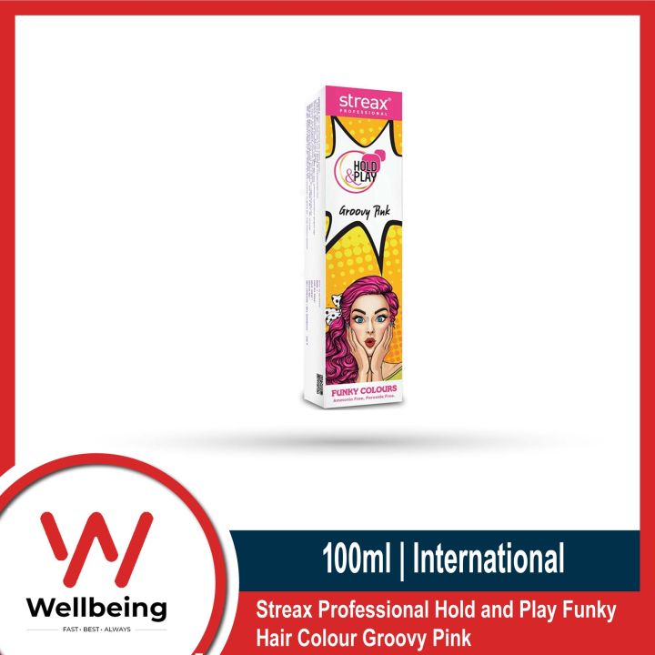 Streax Professional Hold and Play Funky Hair Colour Groovy Pink | 100gm ...