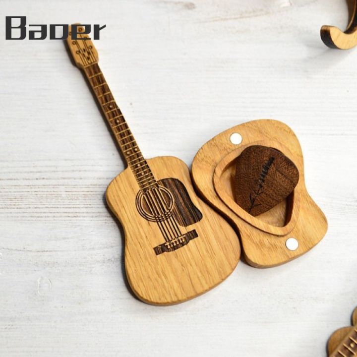Baoer Wooden Guitar Picks Storage Box Easy Carrying With 3 Picks Stand ...