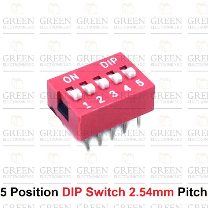3Pcs 5 Position DIP Switch 2.54mm Pitch Horizontal DIP Switch Five Positions Piano Type Dial DIP ...