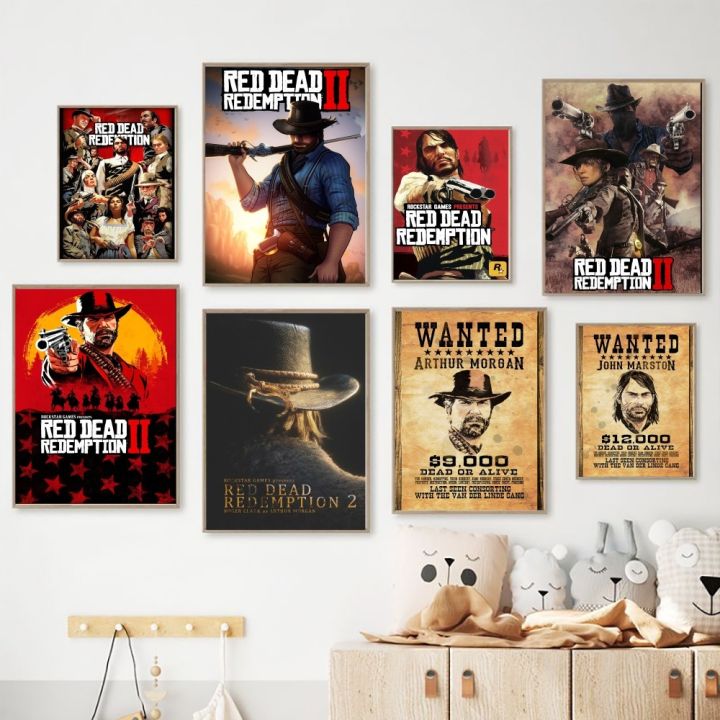 Game Red Dead Redemption 2 Poster No Framed Poster Kraft Club Bar Paper ...