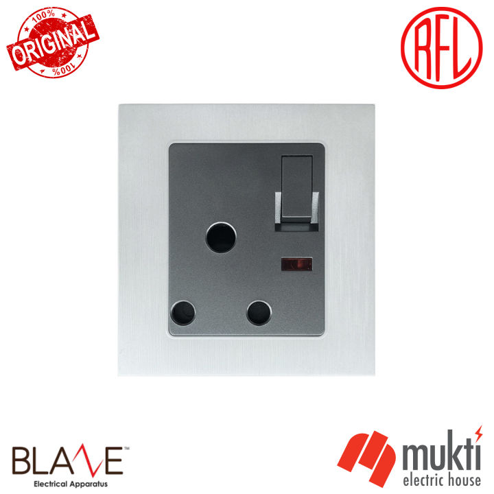 RFL BLAZE CROWN Series 13A Two Pin and Three Pin Round Socket with Indicator AC Electrical Wall ...