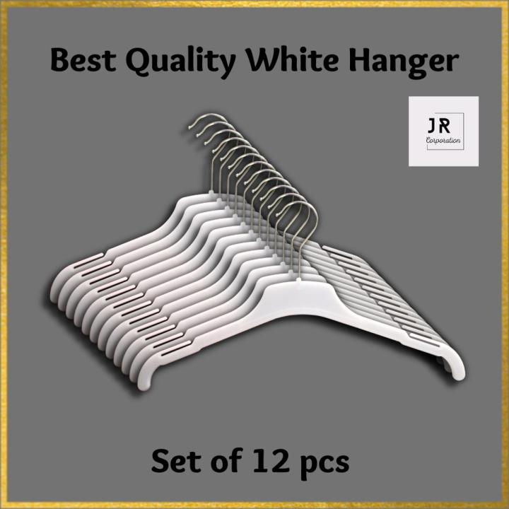12 PCS White Plastic Hanger Best For Adult Clothing Items, Large Hanger ...