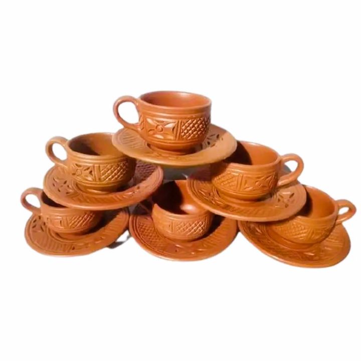 Matir Tea Cup 3 Set, Soil Tea Cup ( Cup And Piris) - Dinner Set ...