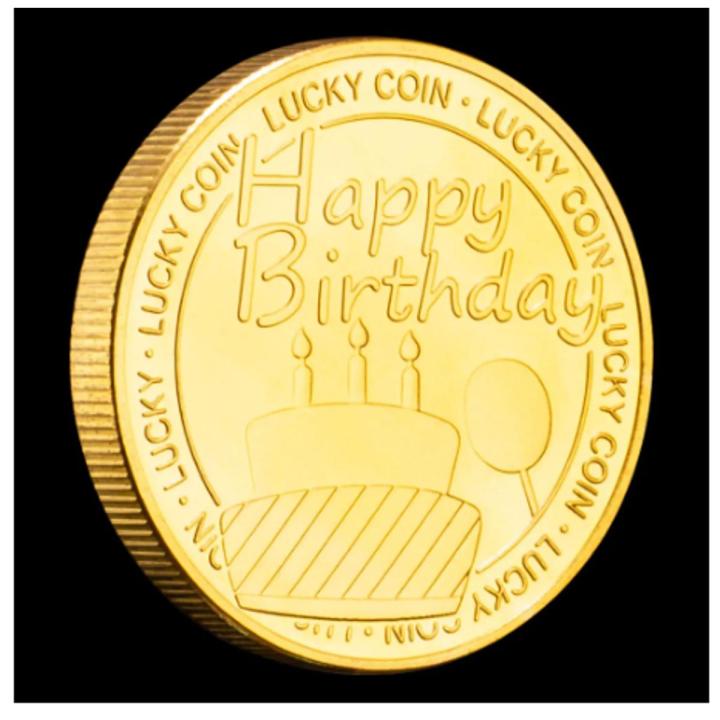 Happy Birthday Lucky Coin Creative Gift Collectible Gold Plated ...