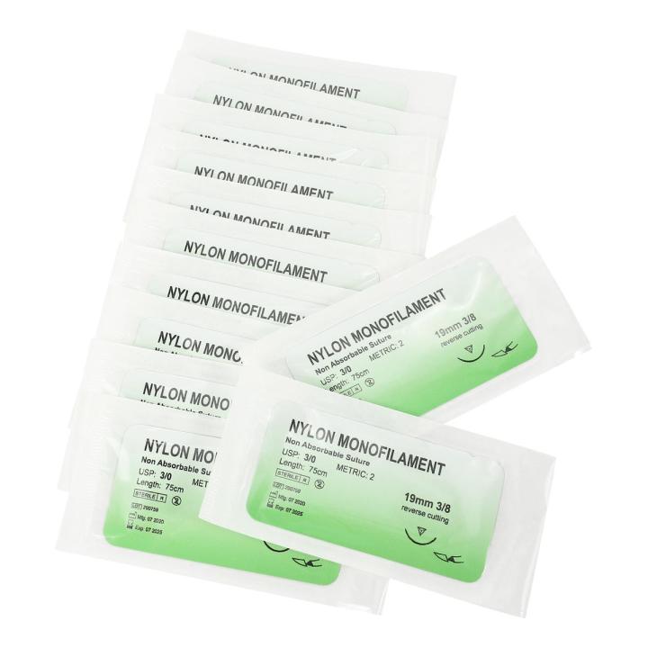 12 Pcs/Set Needle Suture Nylon Monofilament Thread Suture Practice Kit ...