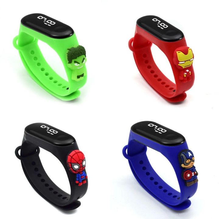 Marvels Spider Man Kids Digital Watch Ironman Hulk Anime Figure Toys ...