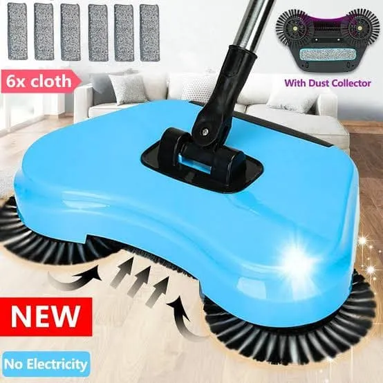 Auto Spin Hand Push Sweeper Floor Dust Collector Mop Broom Dust Bin 360 ...