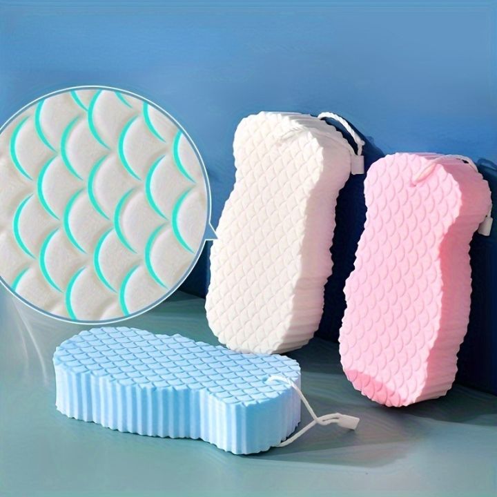 1 Pack Bath Sponge Exfoliating Shower Scrub Sponge Fish Scale Design 3D ...