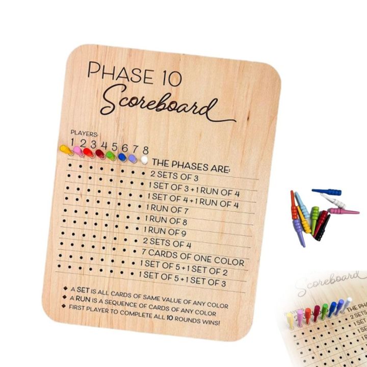New Wooden Phase 10 Score Board Sturdy Portable Wooden Scorecard and ...