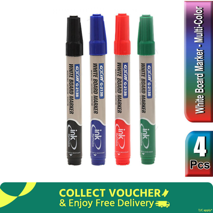 Multi-Color Classic Refillable White Board Marker Pen - 4 Pieces ...