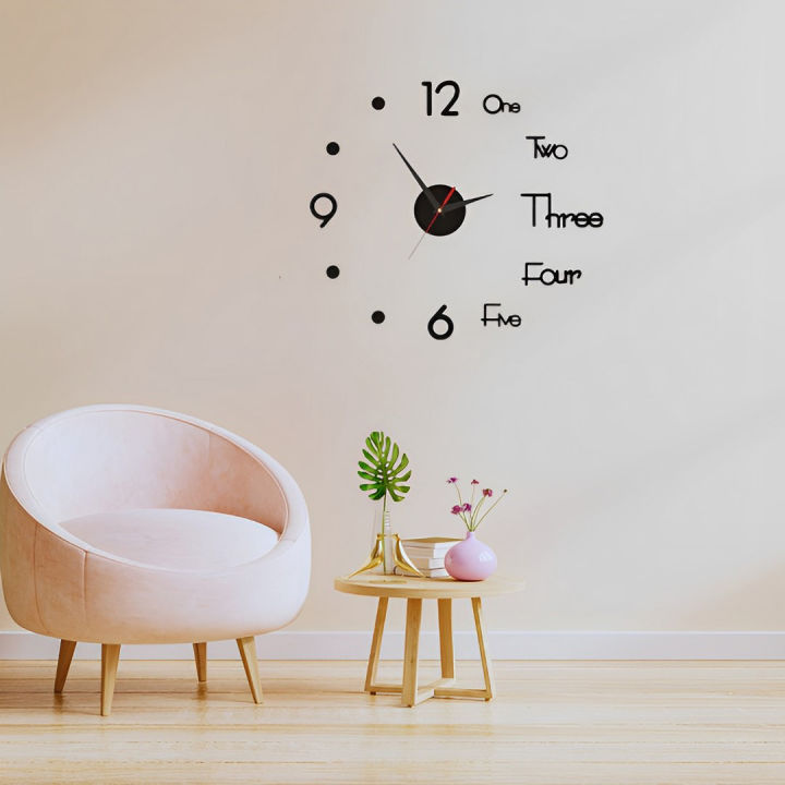 Luxury Decor 3D Wall Clock Sticker DIY Mirror Clock Brief Living Room ...