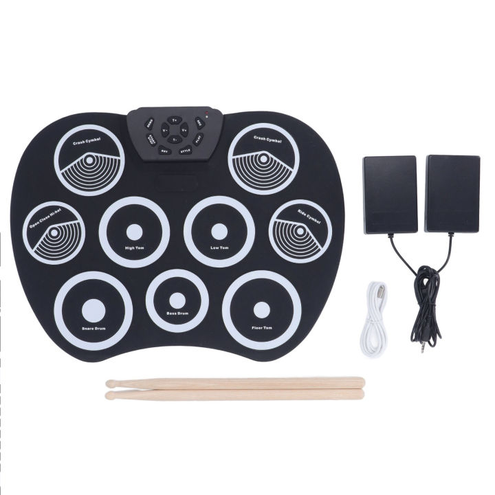 Practice Drum Pad Set Adult Momkhx Electronic Drum Set, 9 Pads Roll-Up ...