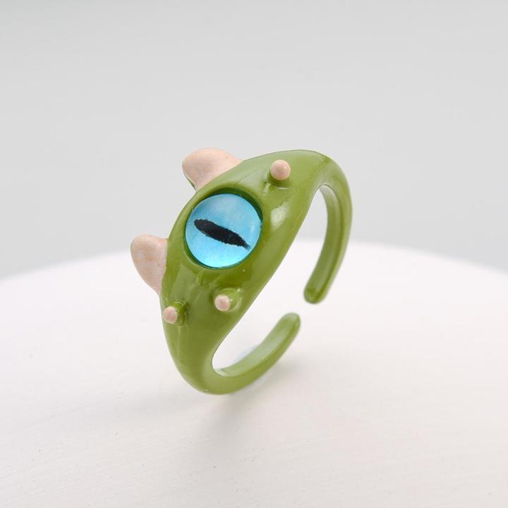 1Pc/2Pcs Cute Demon Eye Cat Monster Rings For Women Girls Fashion ...