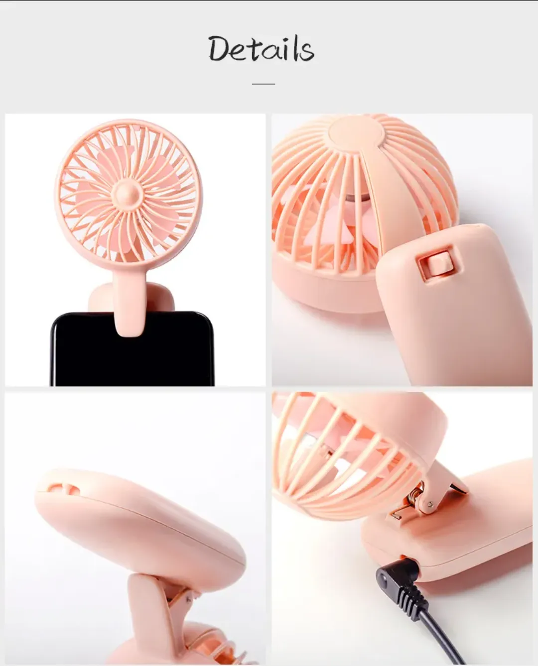 Mini Fan Clip On Creative Adjustable Travel Fan Mini with Wristlet Clip ...
