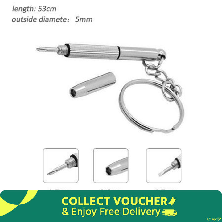 Mini Screwdriver Combination Tool Portable Metal Keychain Men Sliver ...