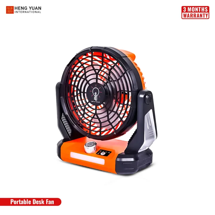 Portable Table Fan with LED Light, Auto-Oscillating Desk Fan with ...