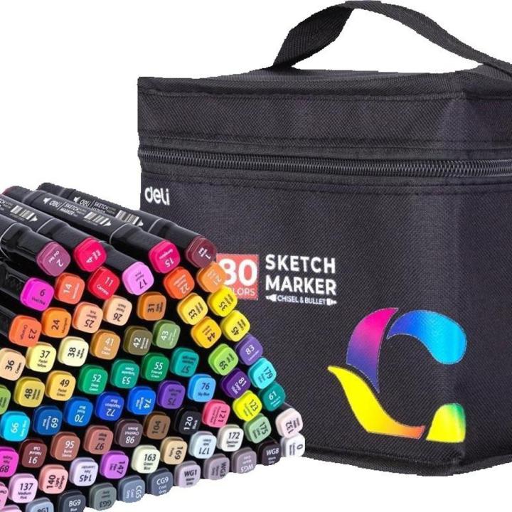 Deli 80 Colors Professional Art Marker Set Alcoholl Based Sketch Marker ...