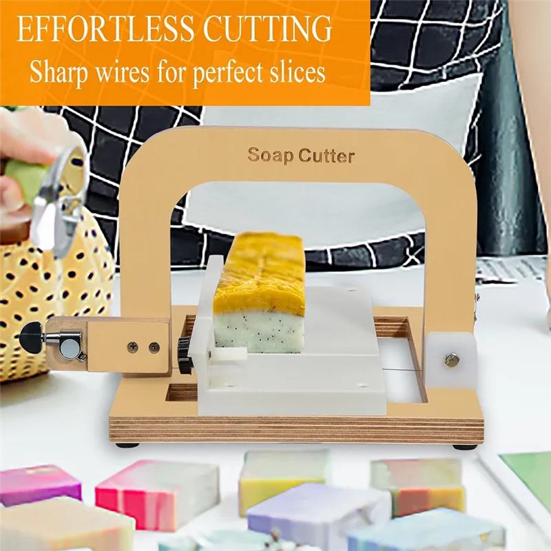 DIY Soap Making Wooden Wire Cutter, Adjustable Stainless Steel Tool for ...