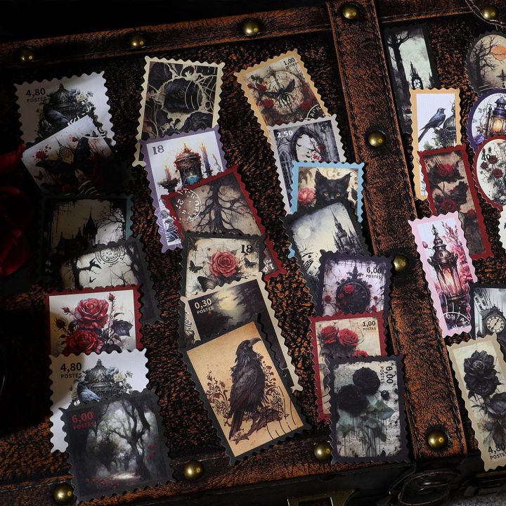 Sweet Journal 50PCS Gothic Post Office Series Retro Stamp Stickers ...