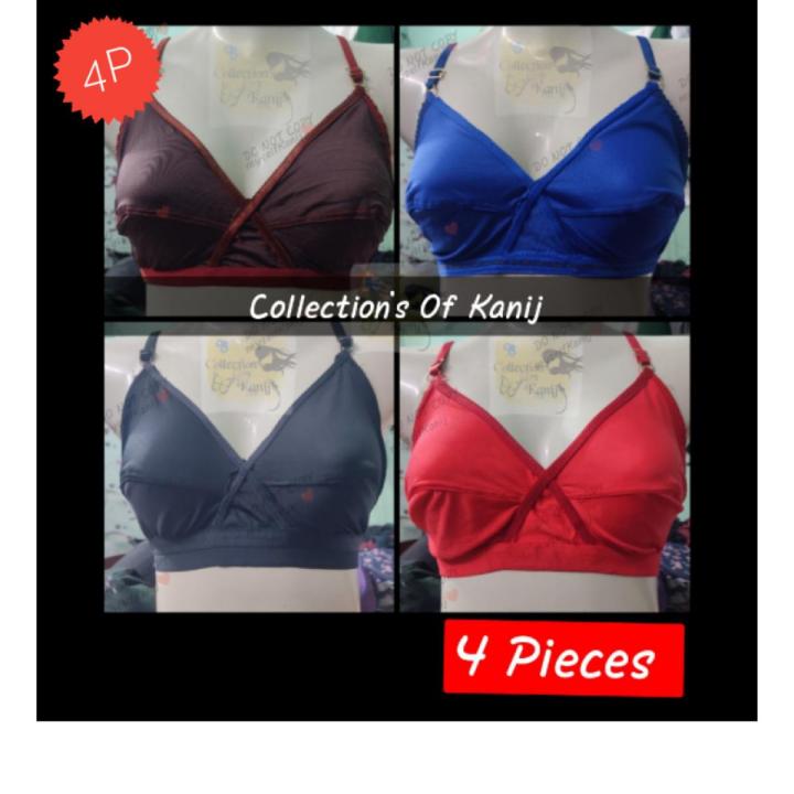 4 Pieces Stretchable Bras Combo Set - Multicolor Randomly Selected Pack ...
