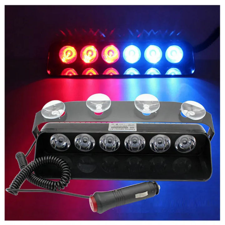 Dashboard 6 LED 15 Flash Modes Car Emergency Light - Red & Blue | Daraz ...