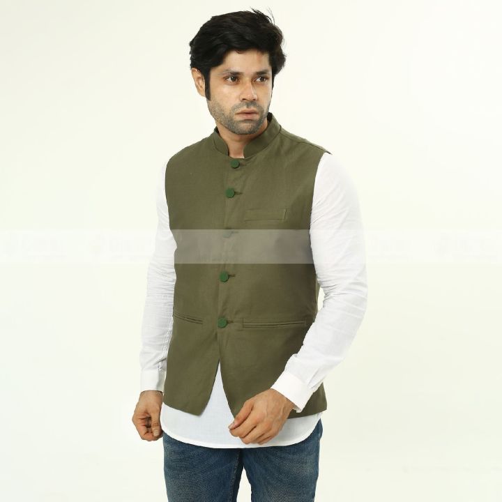 Koti olive color | weading wear | premium panjabi koti for men | coat ...