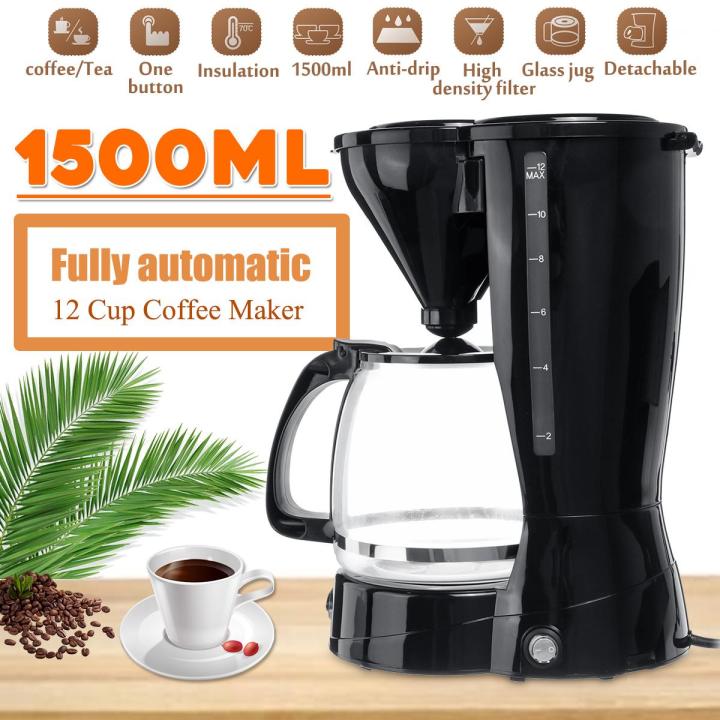 12 Cup 1.5L Automatic Electric Drip Espresso Coffee Maker Machine Cafe ...