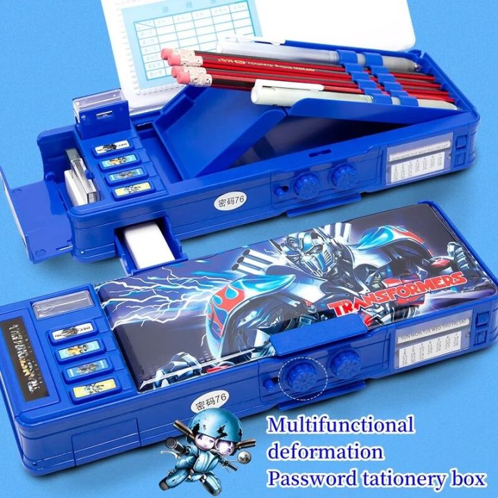 Transformers Stationery Box Multi functional Cute Multi layered Pencil ...
