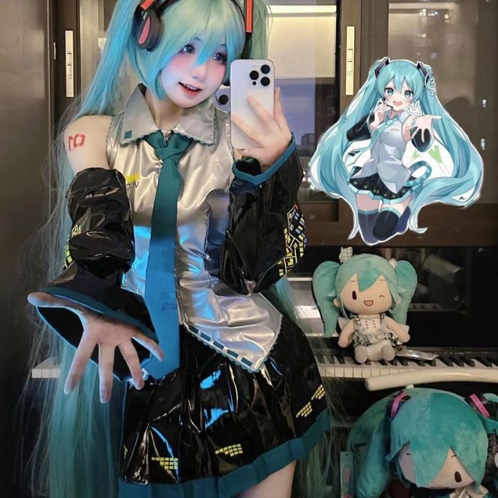 Hatsune Miku wig cosplay styling VocAloid aqua blue straight hair Miku ...