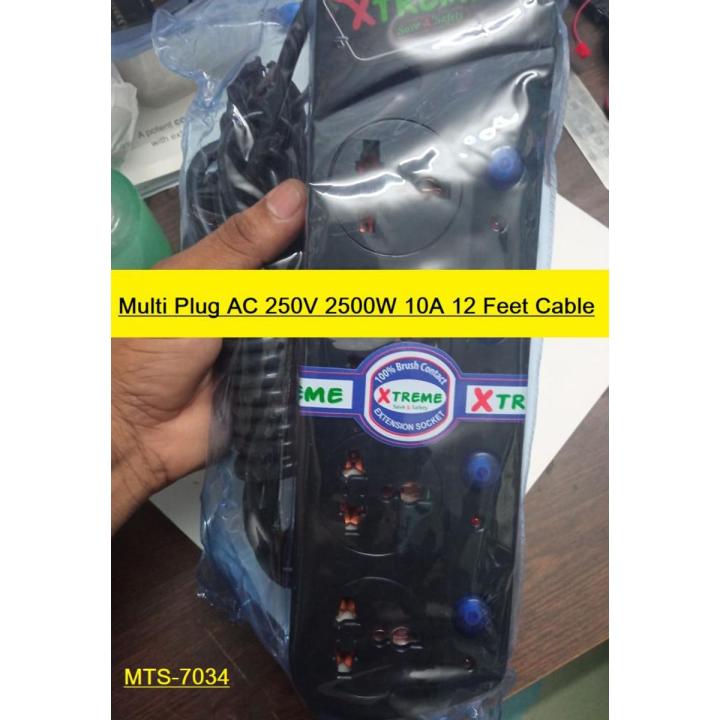 Multiplug Socket Heavy Duty Multi Plug AC 250V 2500W 10A 12 Feet Cable ...