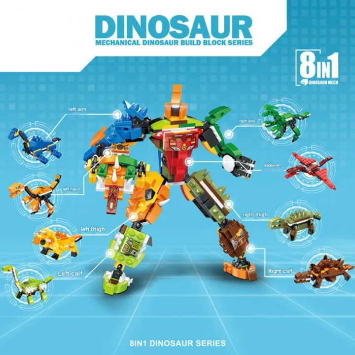 【Krystal】Dinosaur Mecha 8-in-1 Building Blocks Series – Single Dinosaur ...