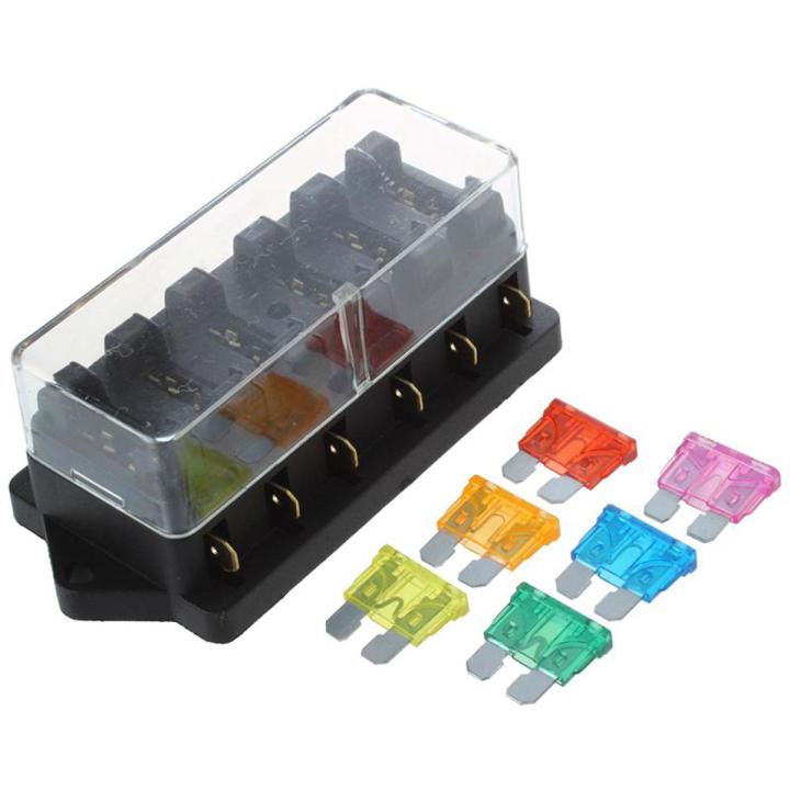 6 WAY FUSE HOLDER BOX CAR VEHICLE CIRCUIT FUSE BOX BLOCK + FREE FUSE US ...