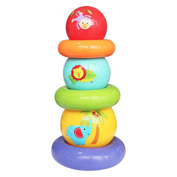 Ring Rainbow Tower Stacking Ball Set Kids Early Development Educational ...