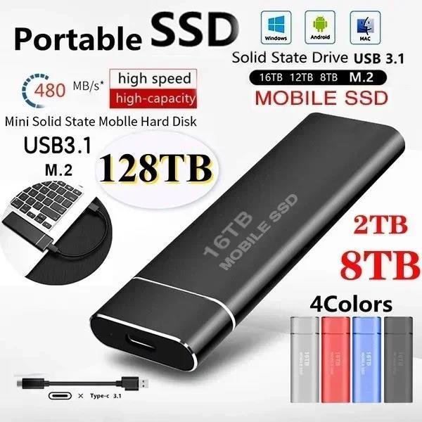 2024 New High Speed 16TB/32TB/64TB/128TB USB 3.1 Portable External ...
