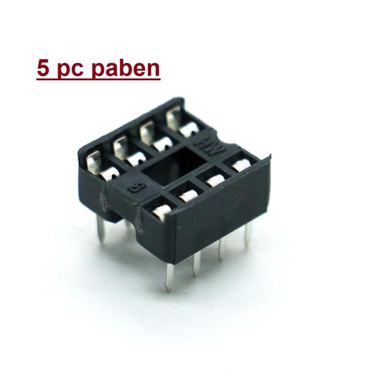 5Pcs- 8Pin IC Base 8 Pin Leads PCB Mount Low Cost IC Socket DIL DIP IC ...