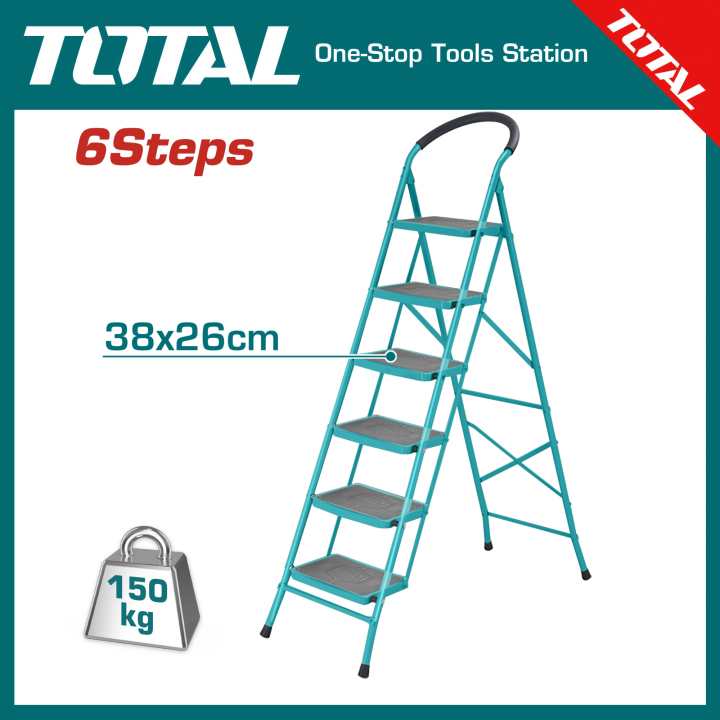TOTAL 6-Step Steel Ladder for Multipurpose Usage THLAD09061 | Daraz.com.bd