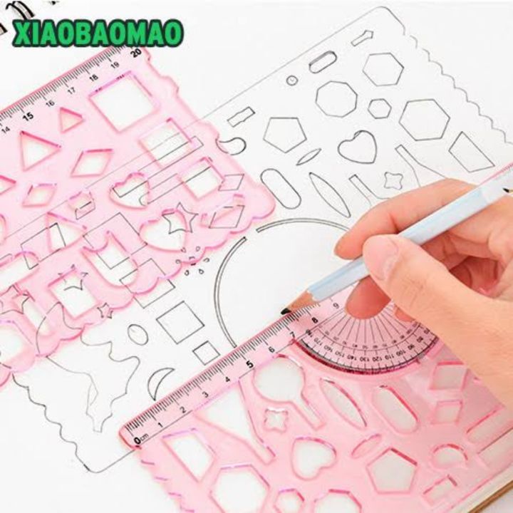 2 pieces Different Shapes Template Ruler / Spirograph Ruler / Geometric ...