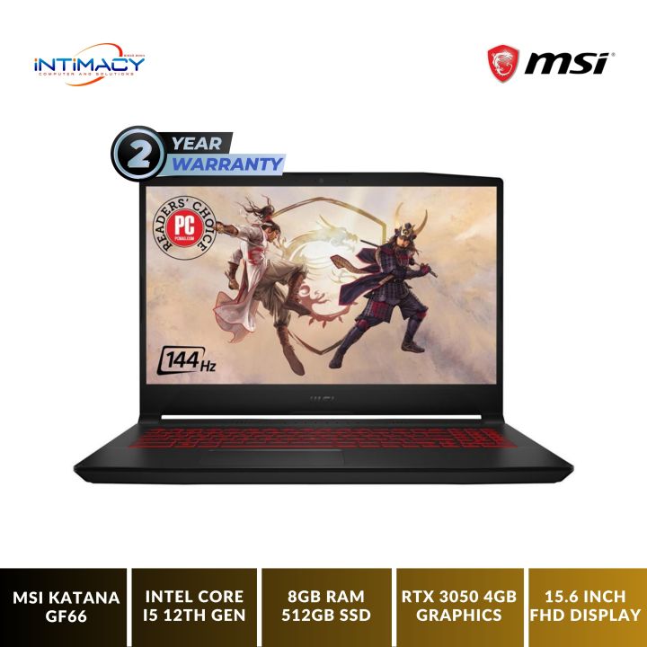 MSI Katana GF66 Core i5 12th Gen 8GB RAM 512GB SSD RTX 3050 4GB Graphics 15.6_ FHD Gaming Laptop ...