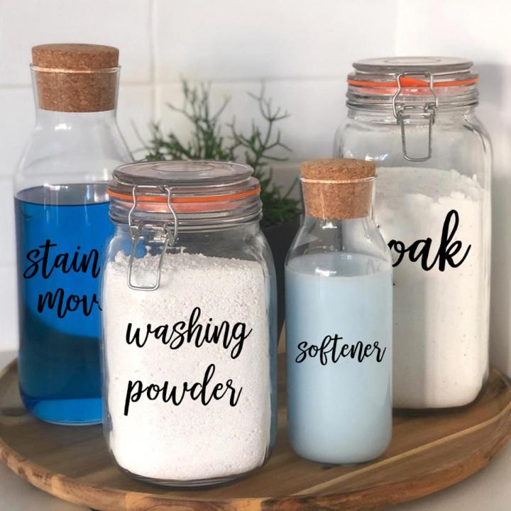 4Pcs Laundry Room Organisation Jar Bottle Label Vinyl Sticker Decals ...