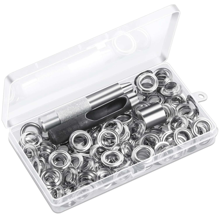120 Sets Grommet Eyelets Tool Kit, Grommet Kit Silver | Daraz.com.bd