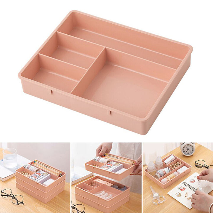 Desk Drawer Organizer Stackable Multi-cell Desktop Storage Bin Tray ...