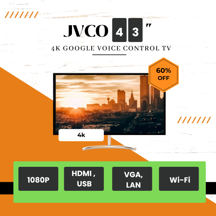JVCO 43" Metal Body 4K Google Voice Control TV | Daraz.com.bd