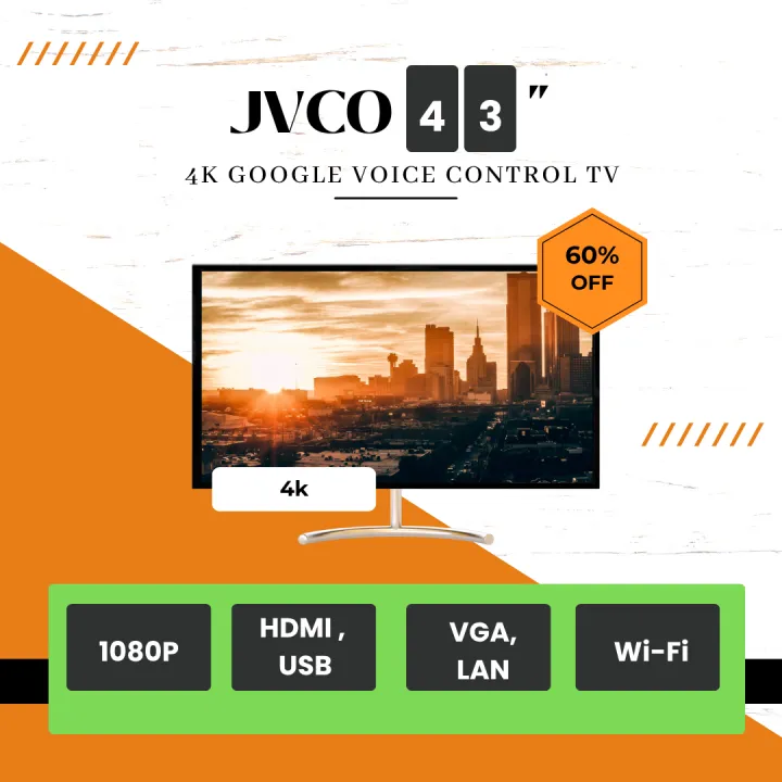 JVCO 43" Metal Body 4K Google Voice Control TV | Daraz.com.bd
