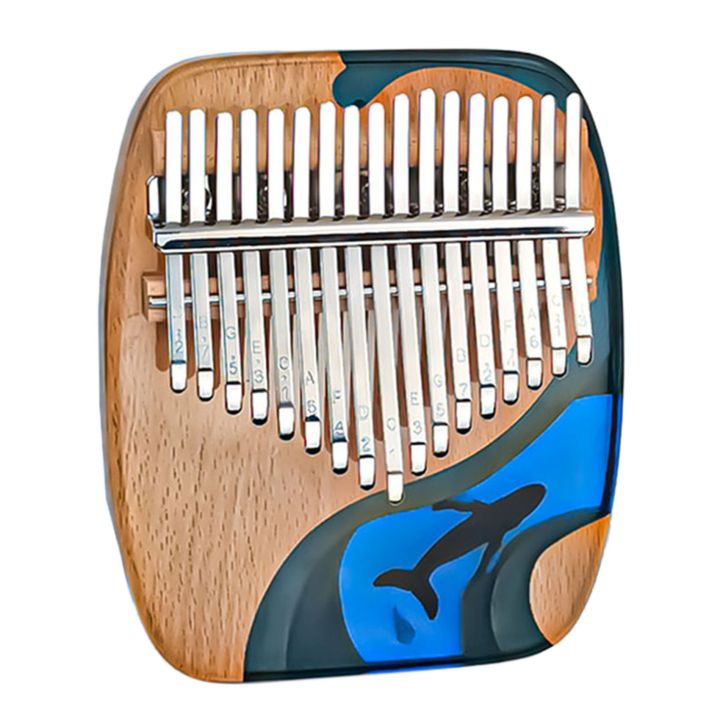 17-Tone Thumb Piano Square Wood+Acrylic Kalimba Whale Finger Piano ...