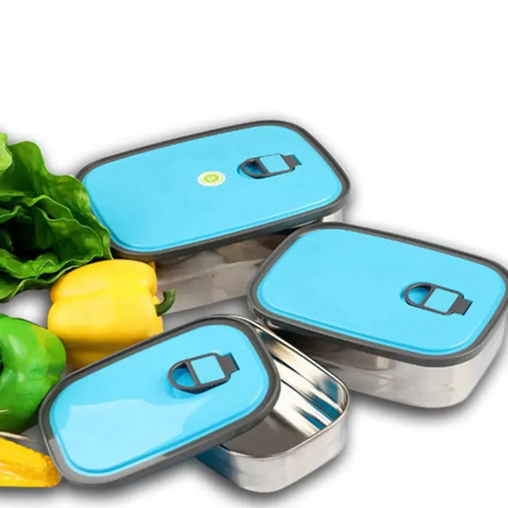 1 Pics Stainless Steel Rectangle Lunch Box Bento Food Container set ...