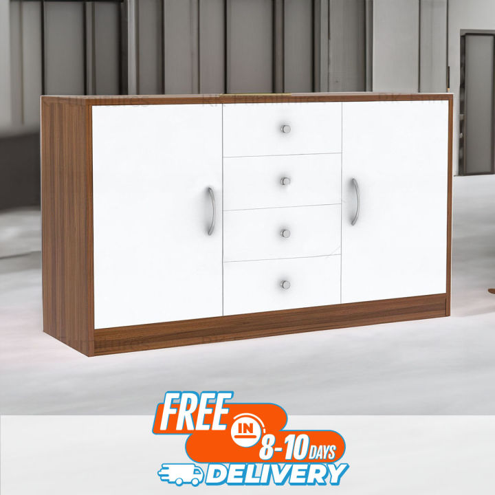 RK Engineered Wood Kitchen Cabinet and Sideboard with Frosty White ...