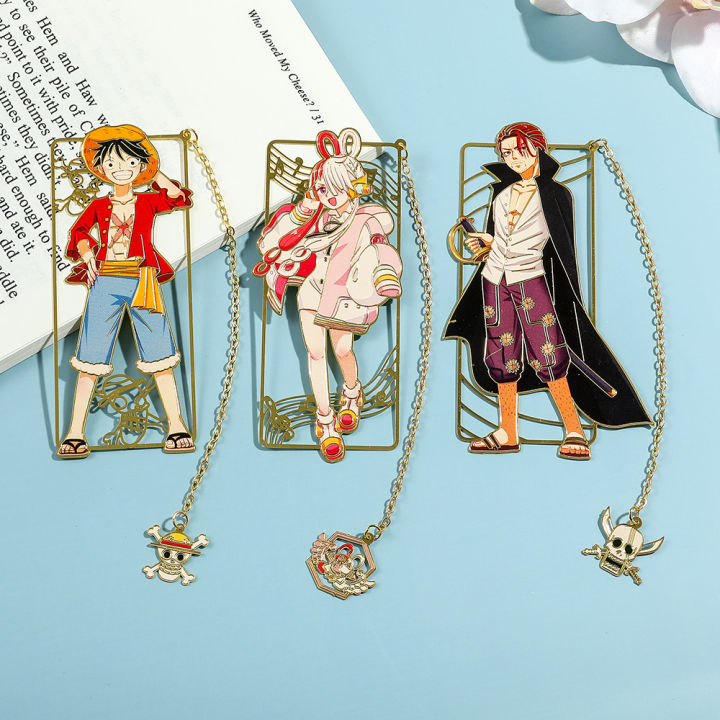 One Pieces Luffy Shanks Uta Book Mark Anime Brass Metal Bookmark for ...
