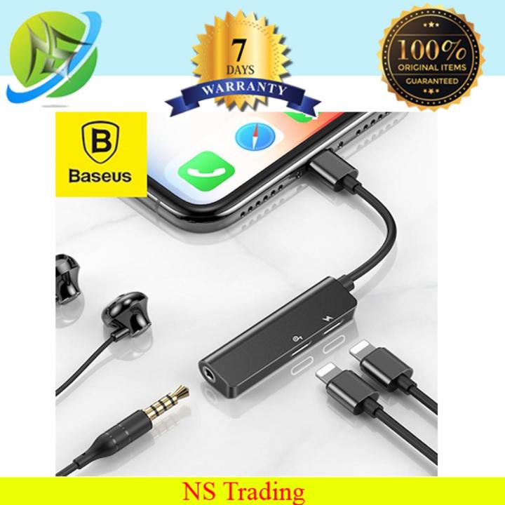 Baseus L52 3-in-1 Lightning Male to Dual Lightning & 3.5mm Female Adapter Lightning Adapter ...